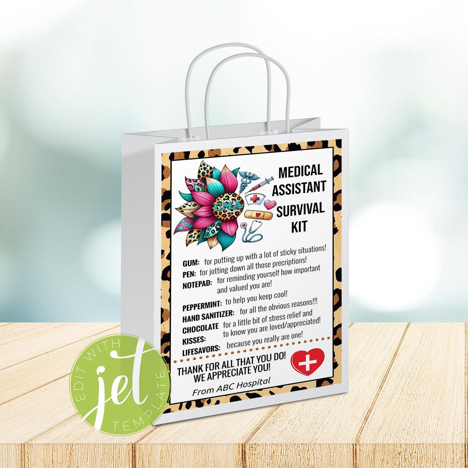 Editable Medical Assistant Survival Kit Bag Label, National Nurses Day ...
