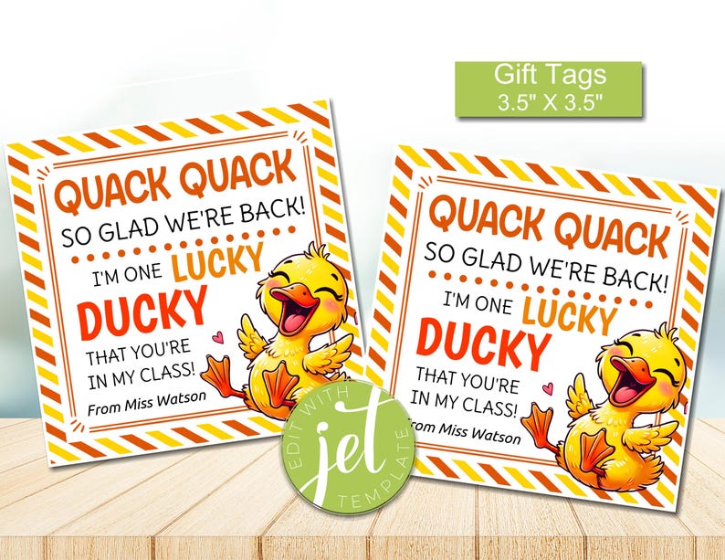 Editable Ducky Quack Quack Back to School Welcome Tag, Student Gift Tag ...