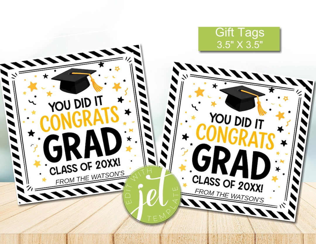 Graduation Gift Tags, Congrats Grad Party Decor, Class of 20XX, Instant ...