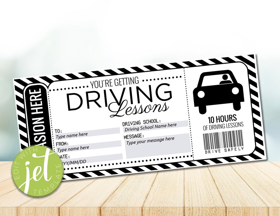Editable Driving Lessons Surprise Gift Voucher, Gift Reveal, Driving ...