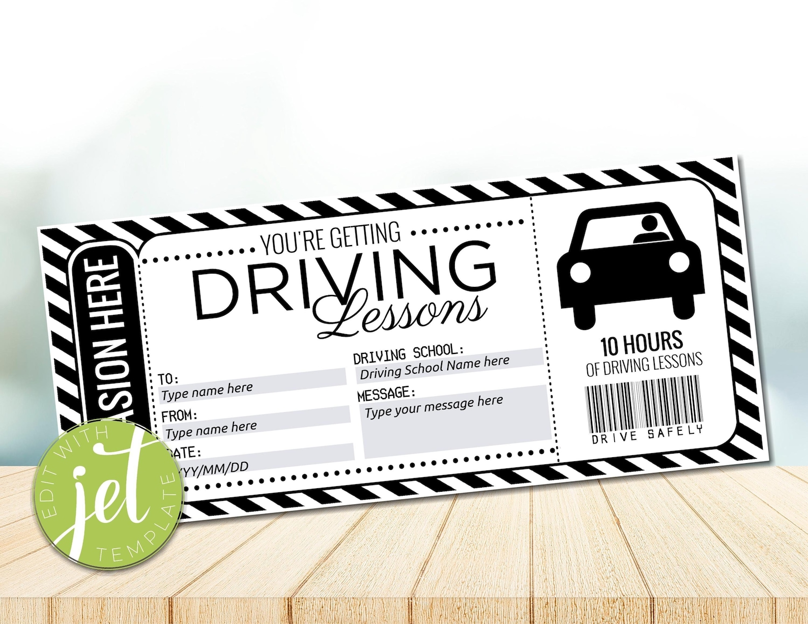 Editable Driving Lessons Surprise Gift Voucher, Gift Reveal, Driving ...