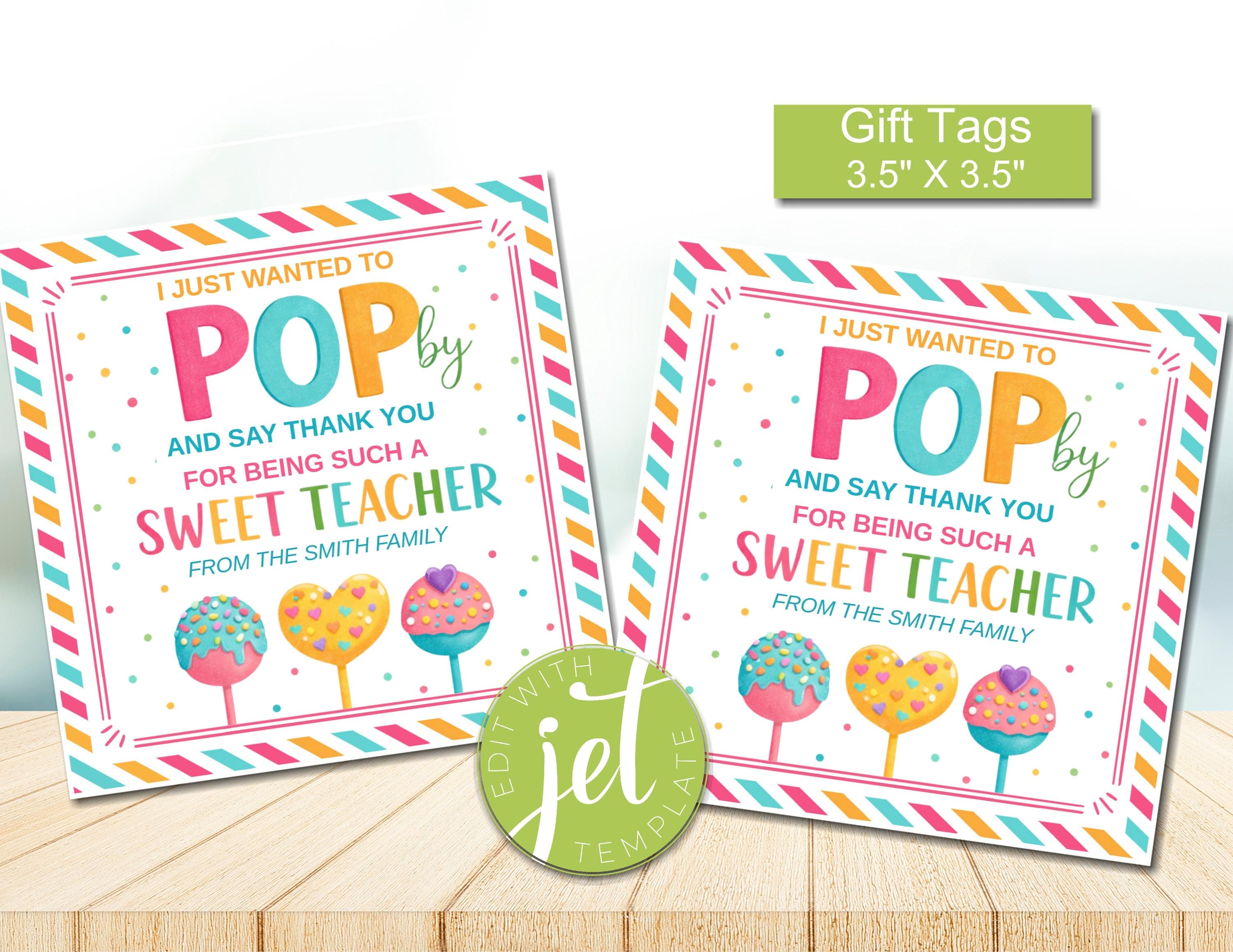 Sweet Teacher Gift Tags, Cake Pop Thank You Printable, Instant Download ...