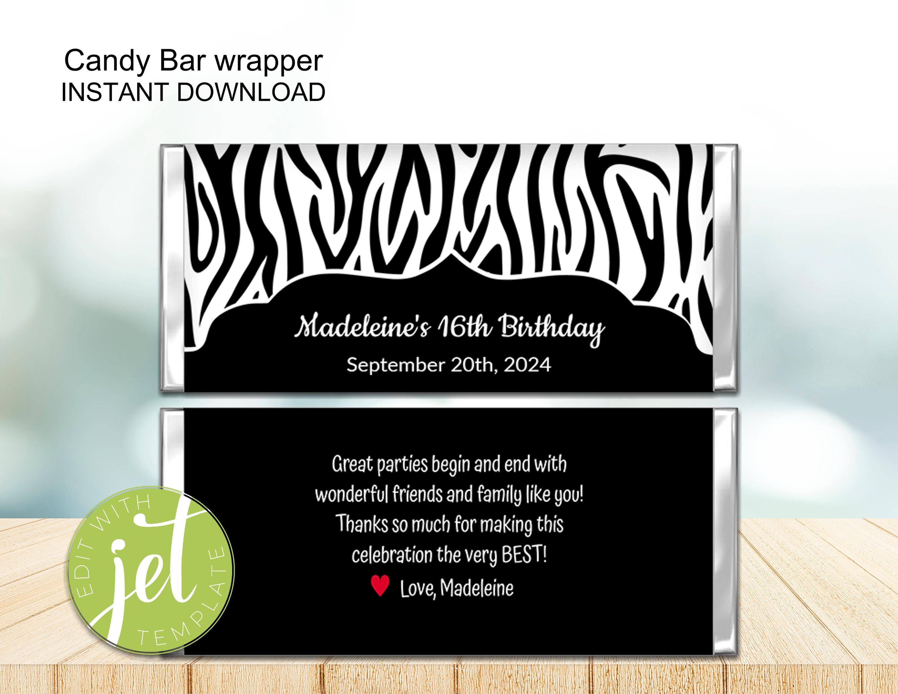 Editable Happy Birthday Candy Bar Wrappers, Birthday Party Favor, Any ...