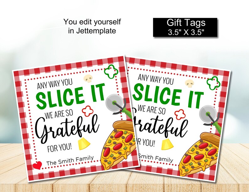 Editable Pizza Gift Tag Teacher Appreciation, PTO PTA Appreciation ...