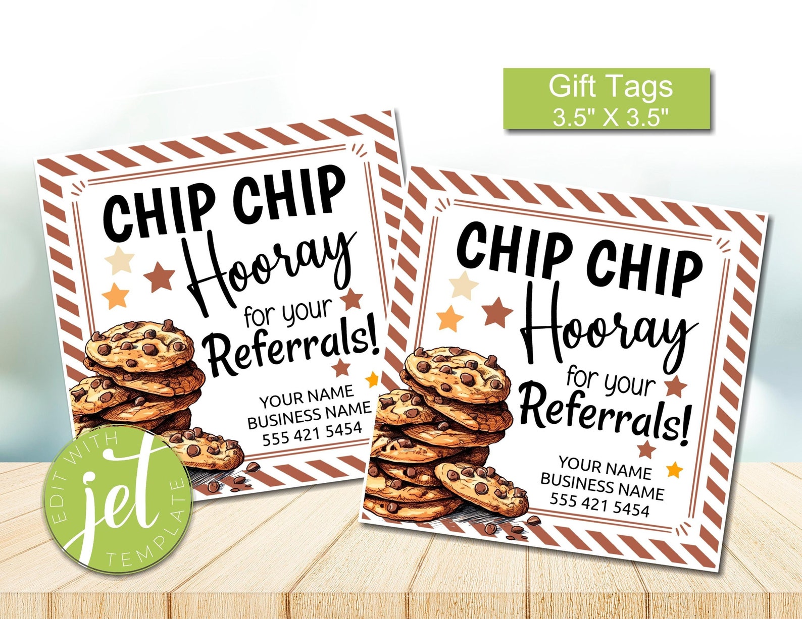 Editable Chocolate Chip Cookie Gift Tags for Business Referrals INSTANT ...
