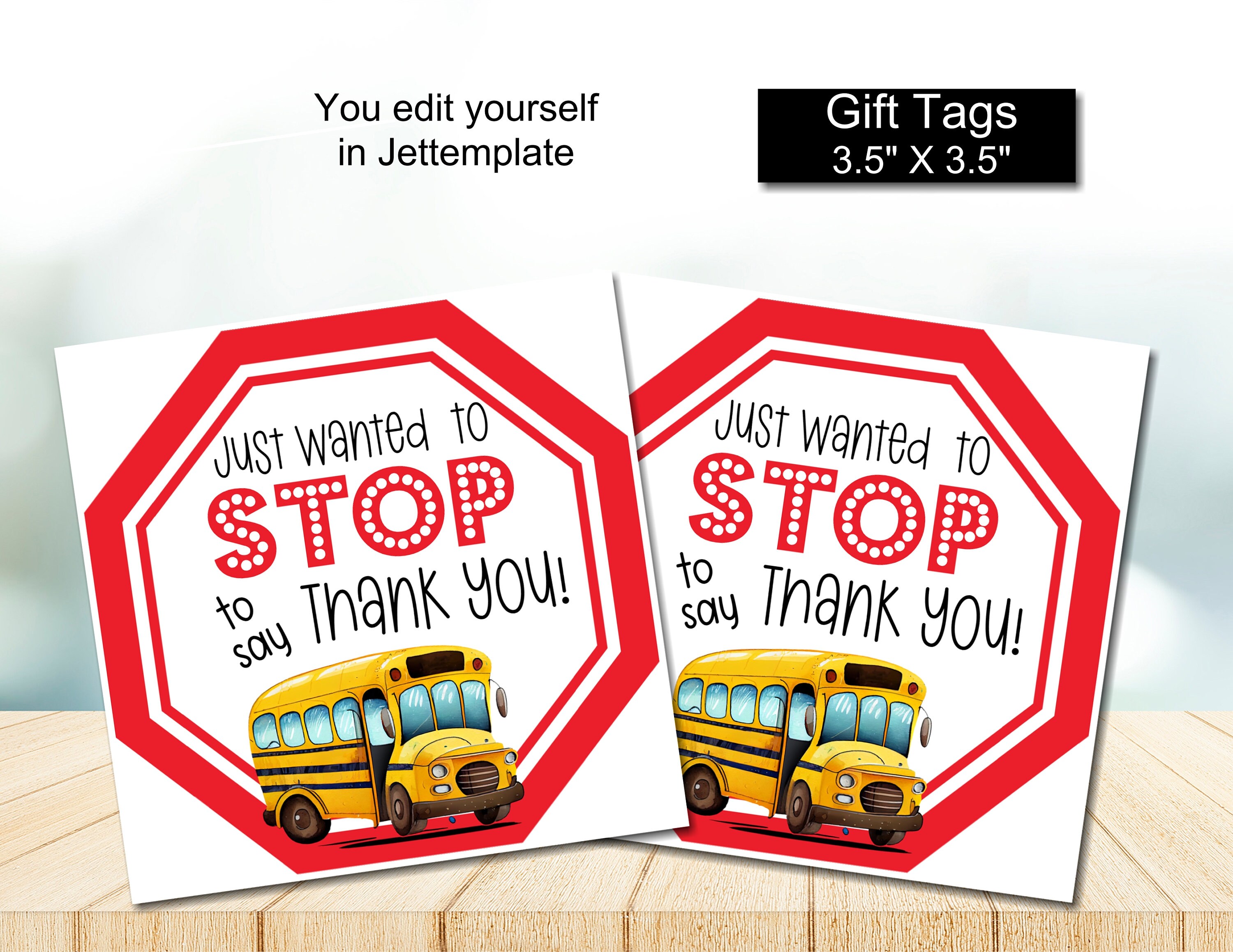 Printable Bus Driver Thank You Gift Tags, Thank You Gift Tag, Bus ...