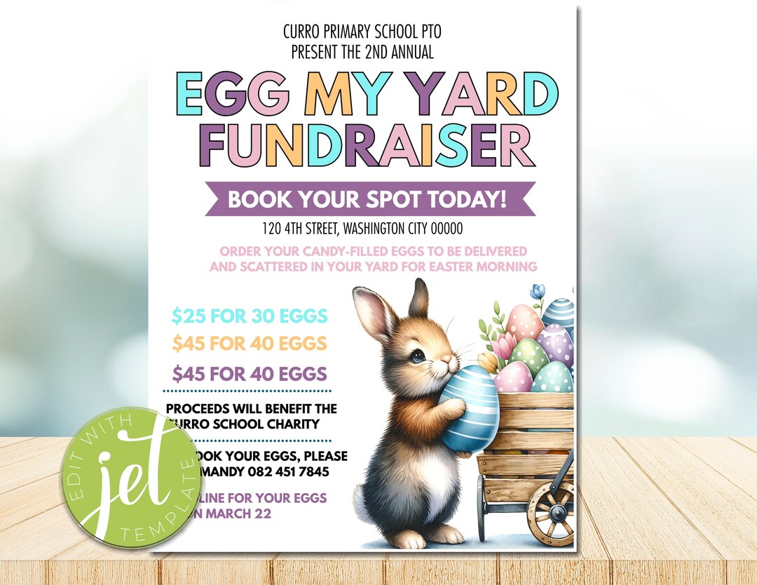 EDITABLE Easter Egg My Yard Fundraiser Flyer, Printable Invite Spring ...