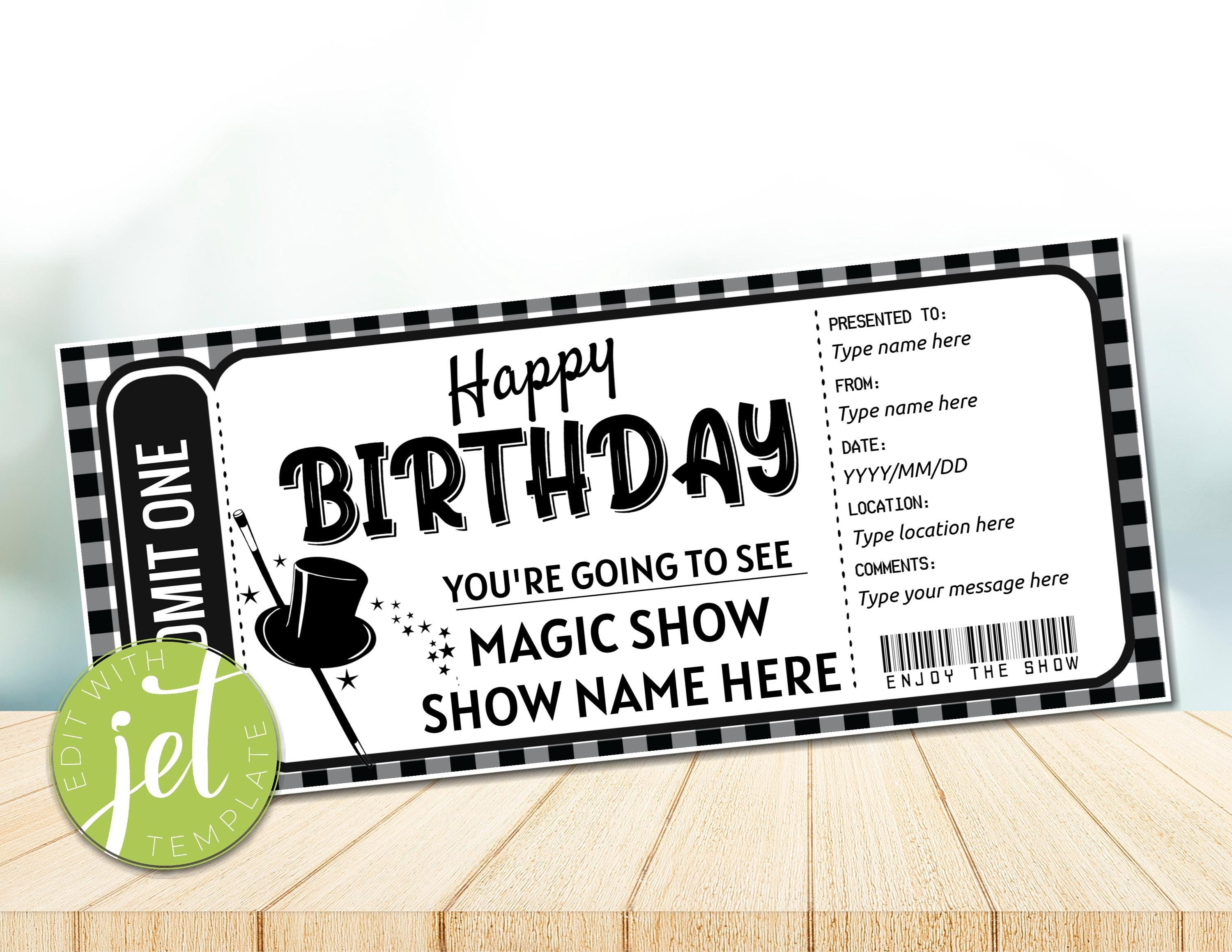 Printable Magic Show Ticket, Gift Certificate Voucher, Printable ...