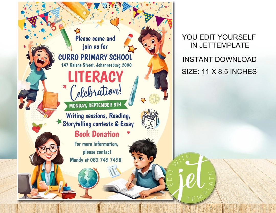 Editable Family Literacy Celebration Flyer, PTO PTA Reading Book Sale ...