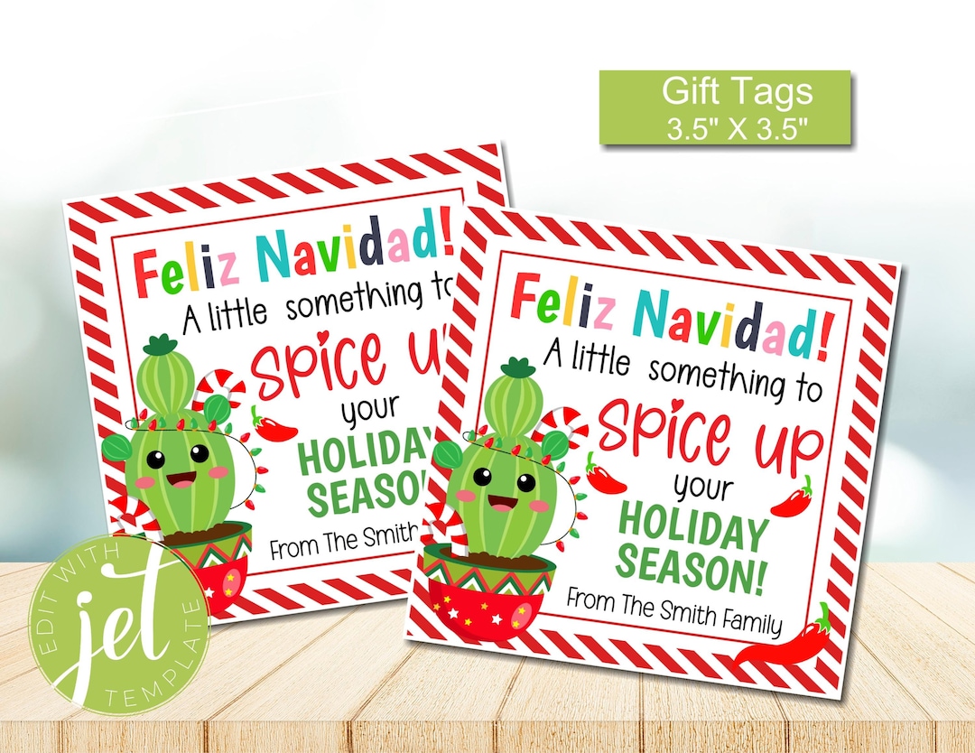 Editable Christmas Gift Tags, Nacho Average Holiday, Fiesta Feliz ...