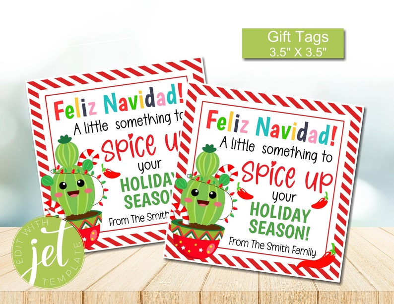Editable Christmas Gift Tags, Nacho Average Holiday, Fiesta Feliz ...