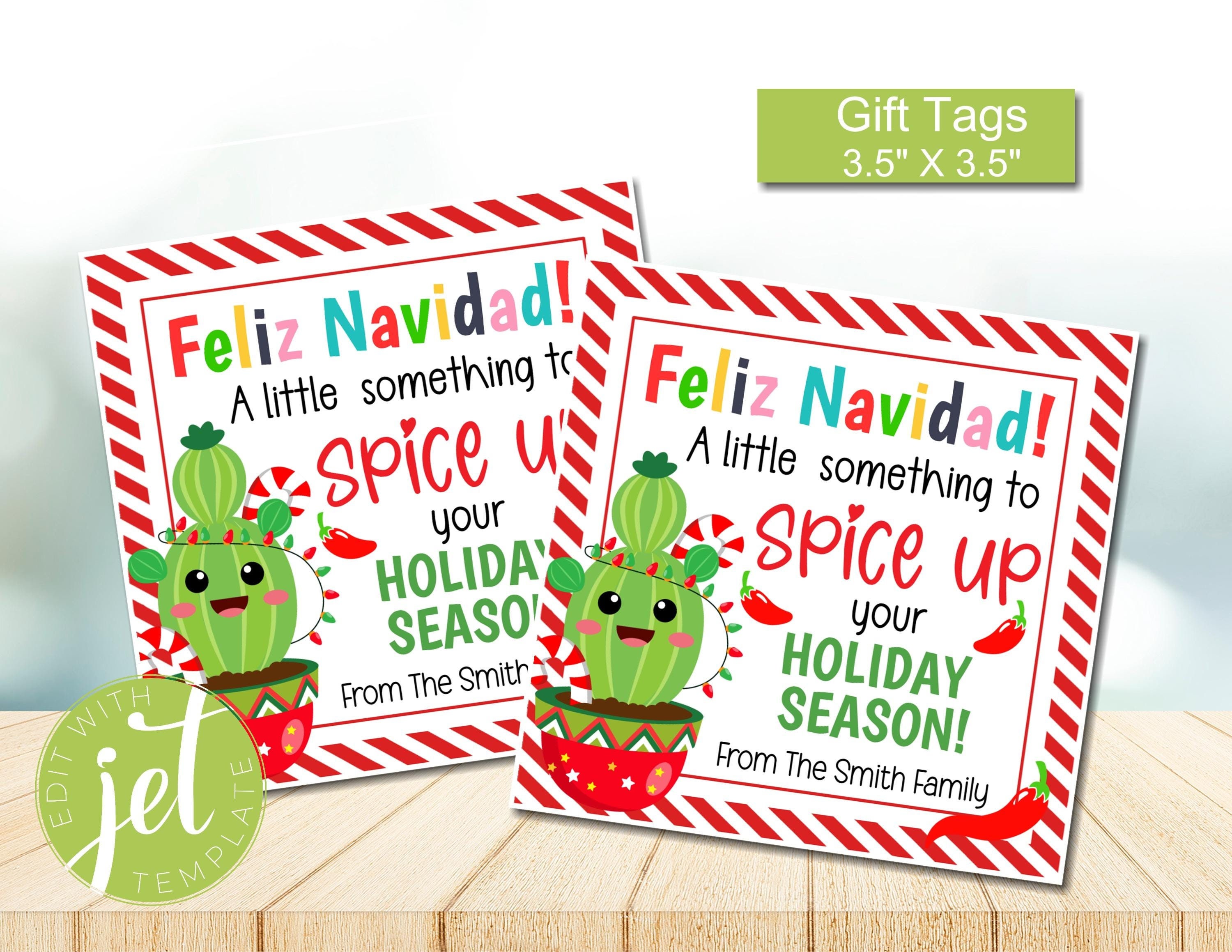 Editable Christmas Gift Tags, Nacho Average Holiday, Fiesta Feliz ...
