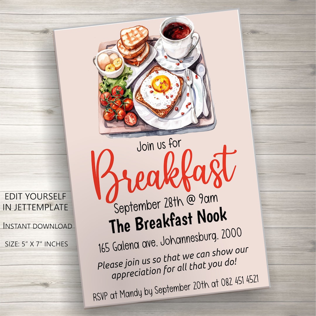 EDITABLE Breakfast Invitation, Staff Employee Appreciation Breakfast ...