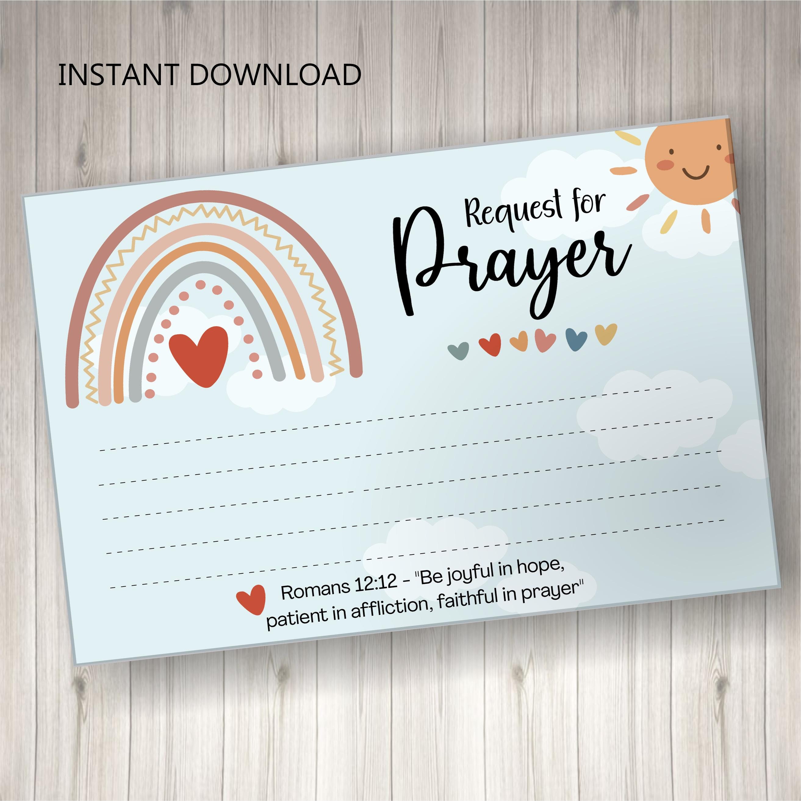 Instant Download, Prayer Request Card Printable, Prayer Card Template ...
