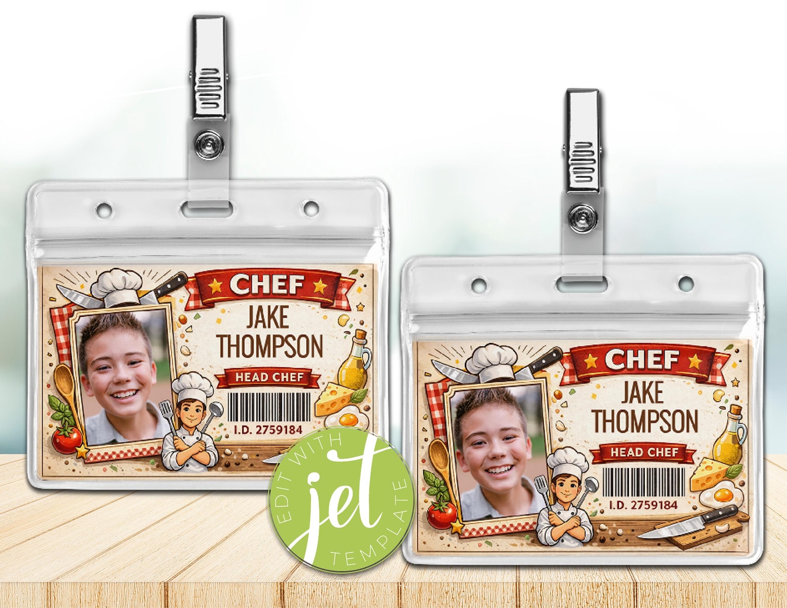Kids Chef ID Card Printable, Pretend Play Kitchen Badge, Digital ...