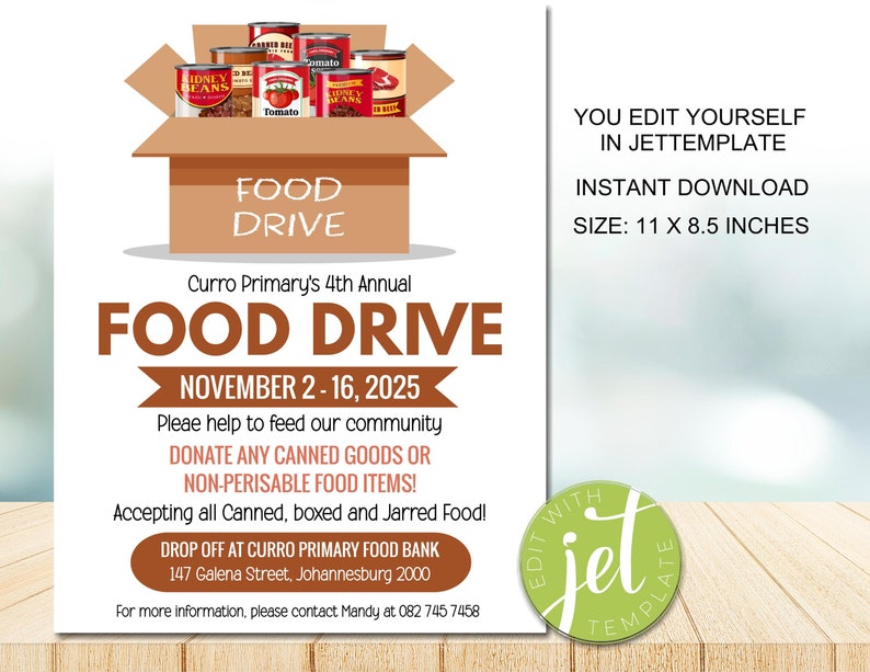 Editable Food Drive Flyer, Printable Pta Pto Flyer, School Church ...
