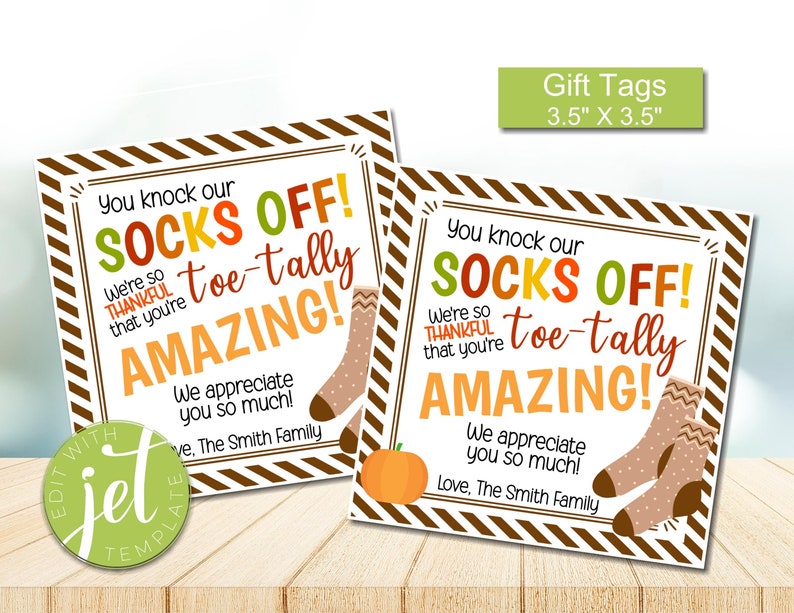 Editable Fall Sock Gift Tags Staff, Mani Pedi Gift, Toe-tally Amazing ...