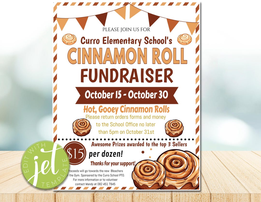 Editable Cinnamon Roll Fundraiser Flyer, PTA, PTO Fundraiser, Instant ...