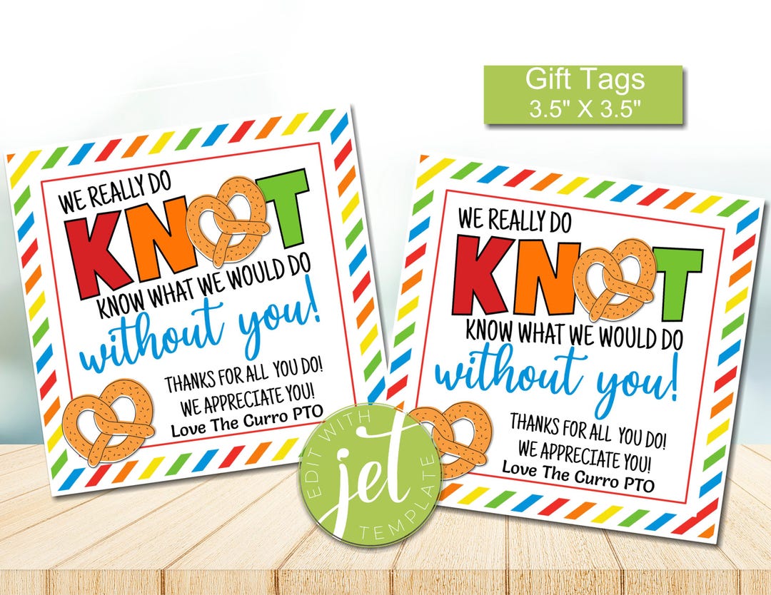 Editable Pretzel Gift Tag, Teacher Staff Employee School Appreciation ...