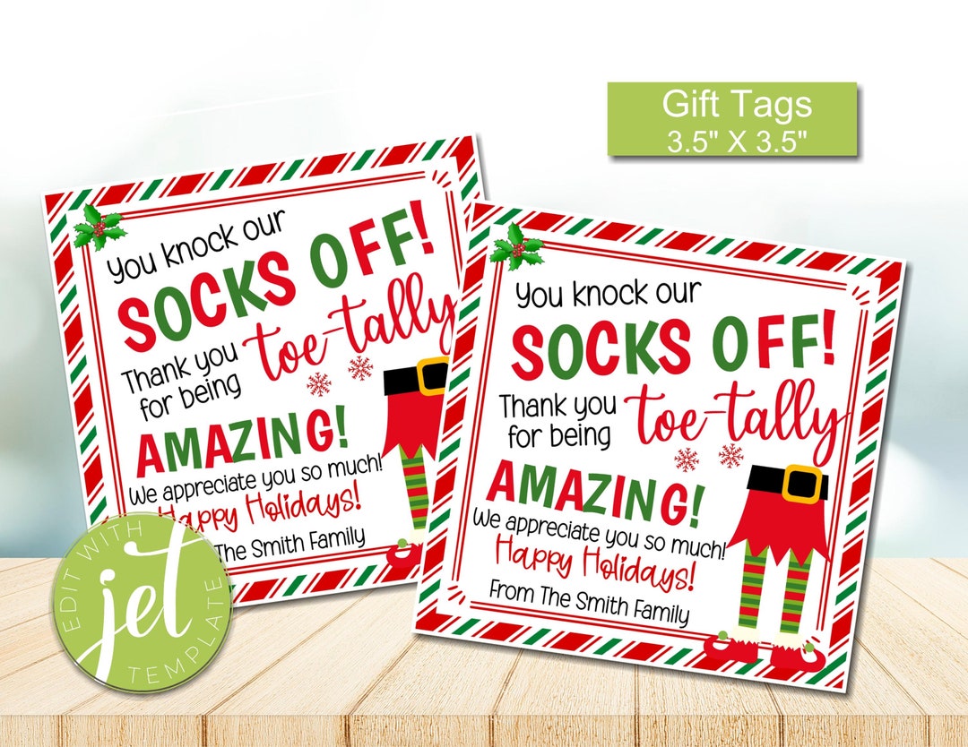 Christmas Sock Gift Tags Staff, Mani Pedi Gift, Toe-tally Amazing ...