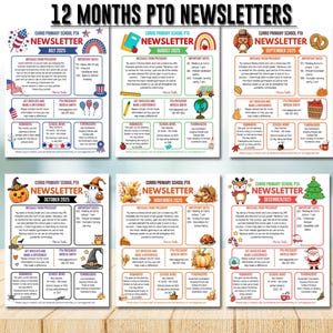 EDITABLE Yearly Pto Pta Newsletter Template Set, Classroom Printable ...