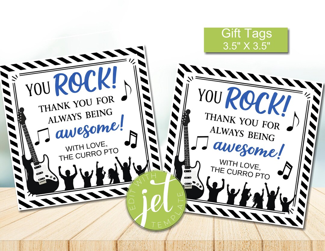 You Rock Teacher Gift Tag, Appreciation Favor, Digital Download - Etsy