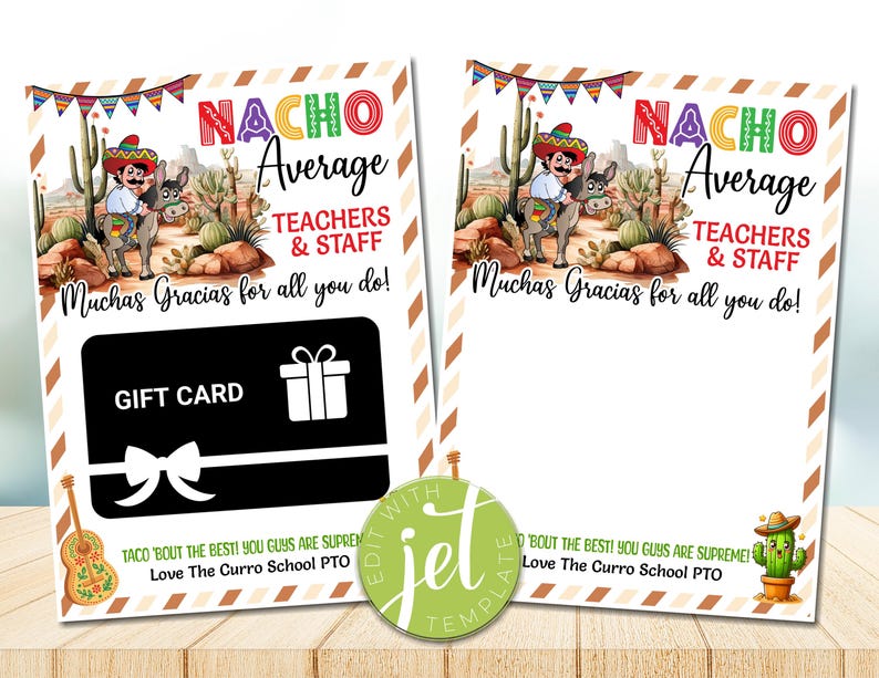 Editable Nacho Average Gift Card Holder, Muchas Gracias Fiesta ...