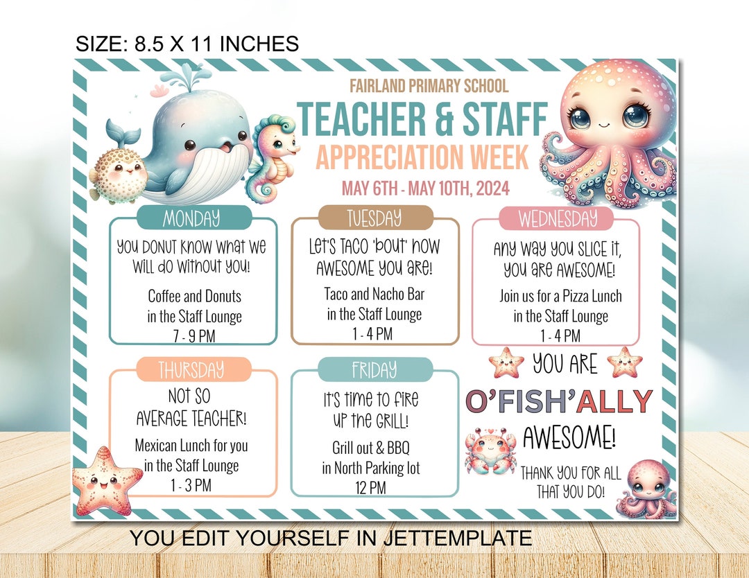 EDITABLE Under the Sea Teacher & Staff Appreciation Flyer, Ocean ...