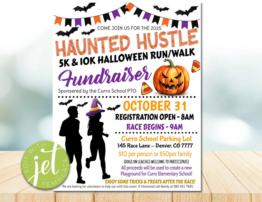 EDITABLE Halloween Run Flyer, 5k 10k Haunted Race Run Walk, Community ...