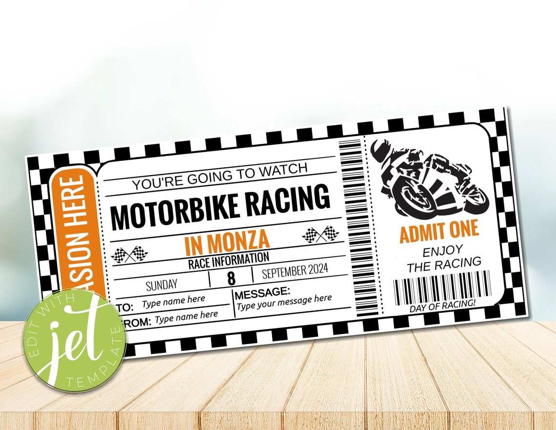 Editable Bike Racing Gift Voucher, Motorbike Racing Gift Voucher ...