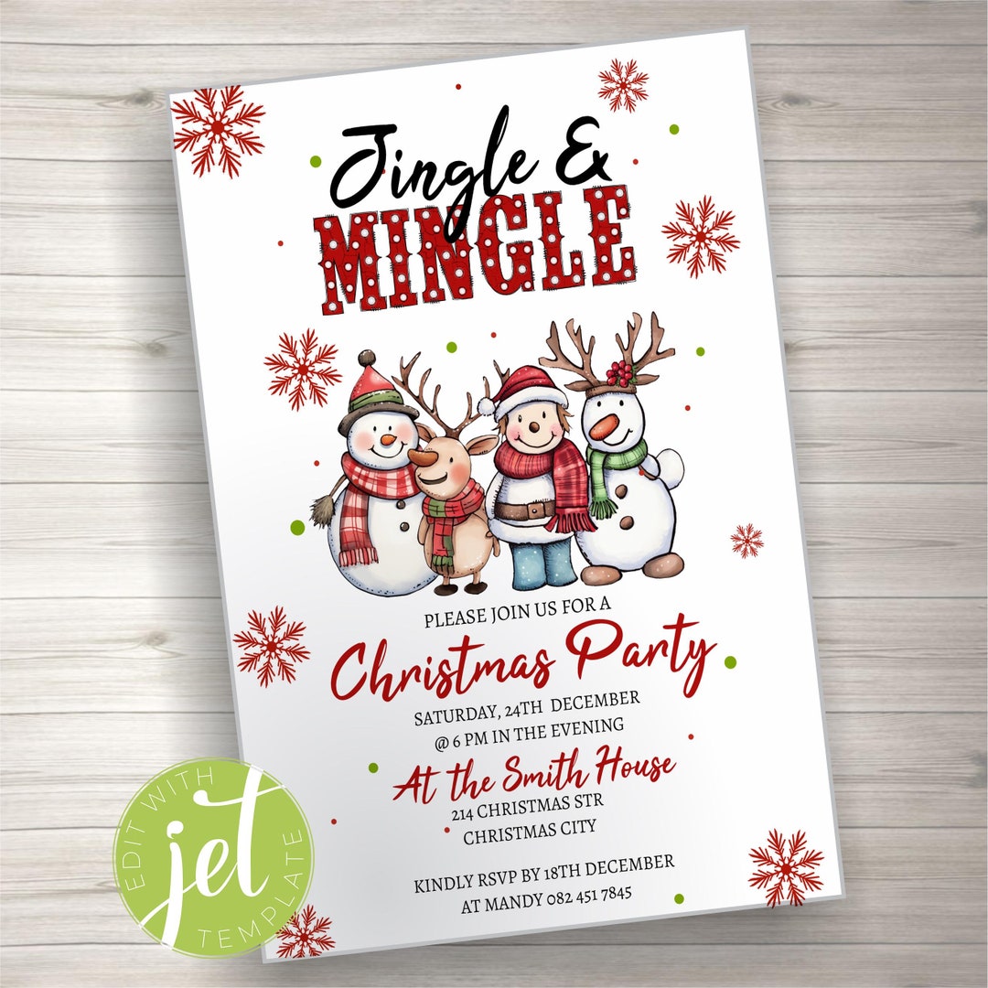Editable Jingle and Mingle Christmas Party, Digital Christmas Party ...