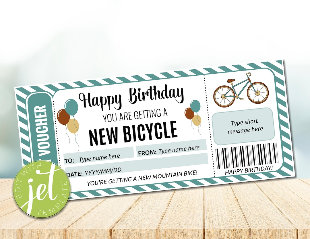 Editable New Bicycle Gift Voucher Template, New Bike Voucher, New Bike ...