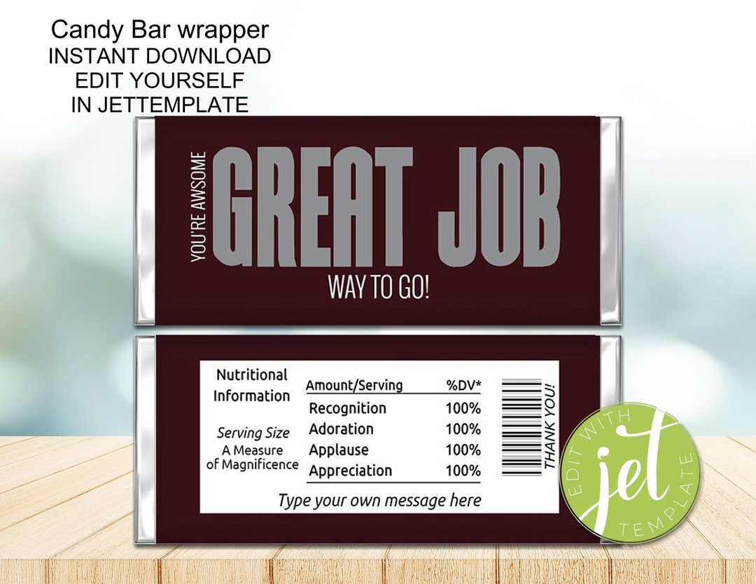 Editable Great Job Candy Wrapper, Any Occasion, Editable Printable ...