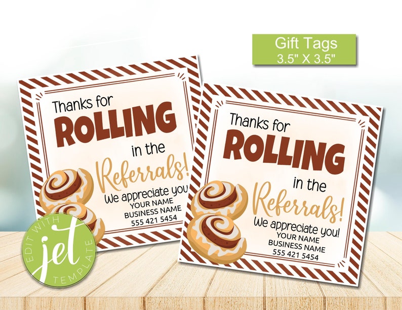 Editable Thanks for Rolling in the Referrals, Cinnamon Roll, Marketing ...