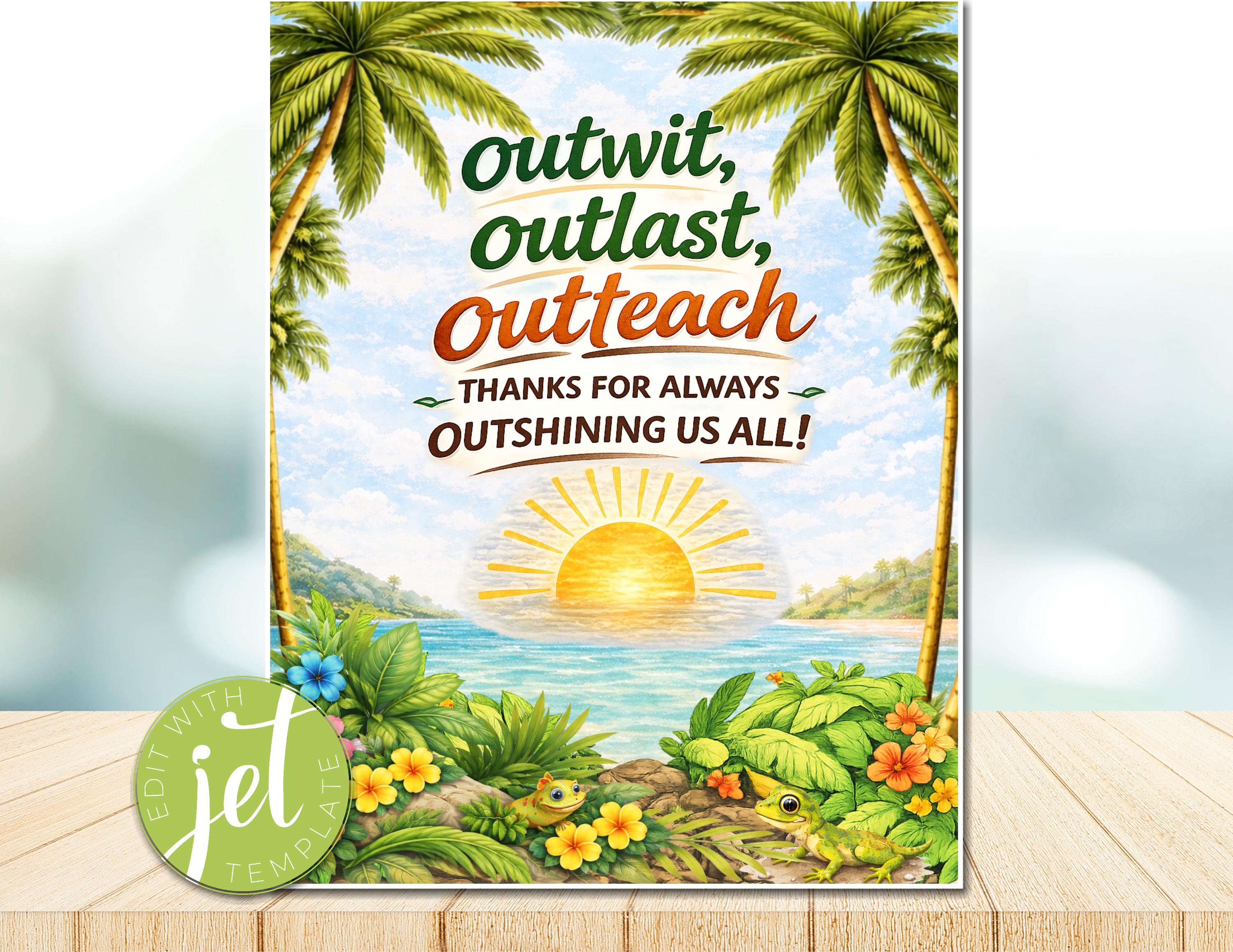 Tropical Teacher Appreciation Posters, Set of 6, Survivor Theme ...