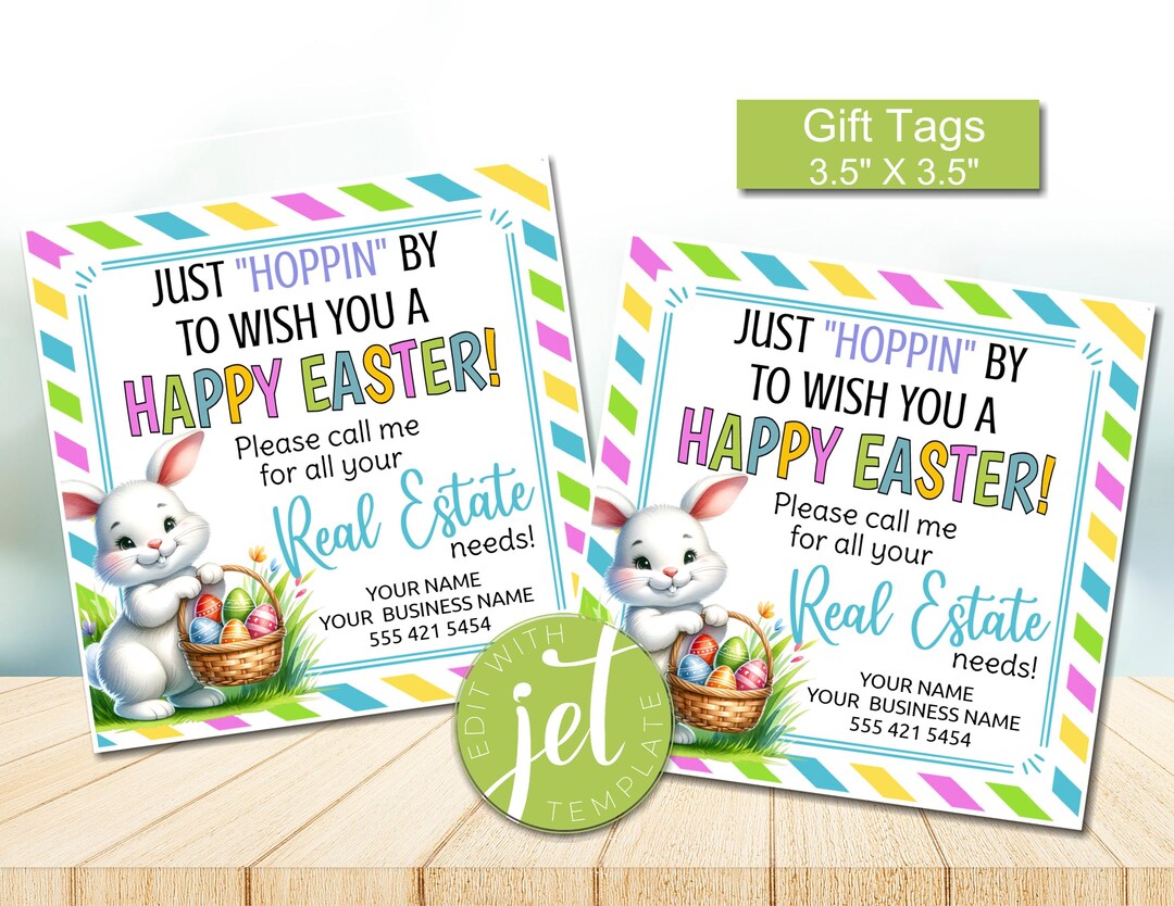 Editable Happy Easter Pop by Tag, Easter Marketing Gift Tag, Easter ...