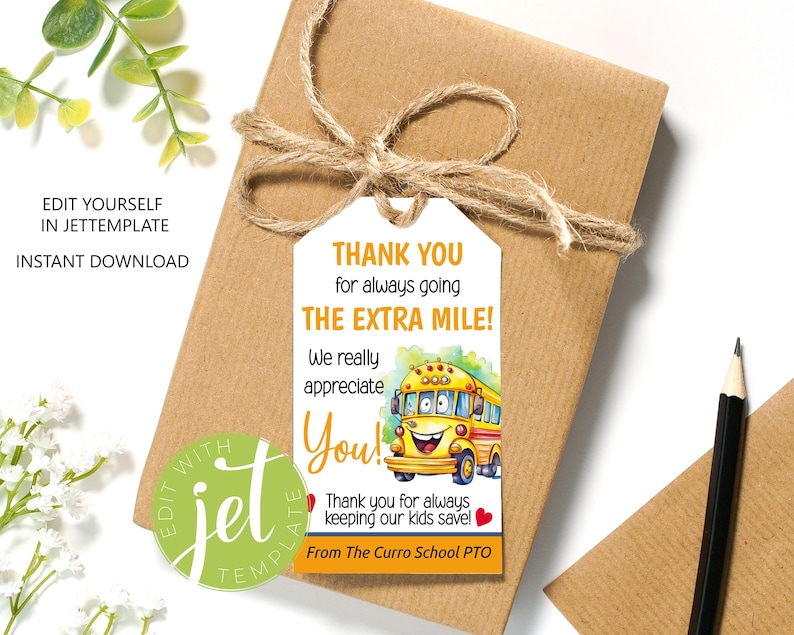 Editable Bus Driver Appreciation Gift Tag,thank You for Always Going ...