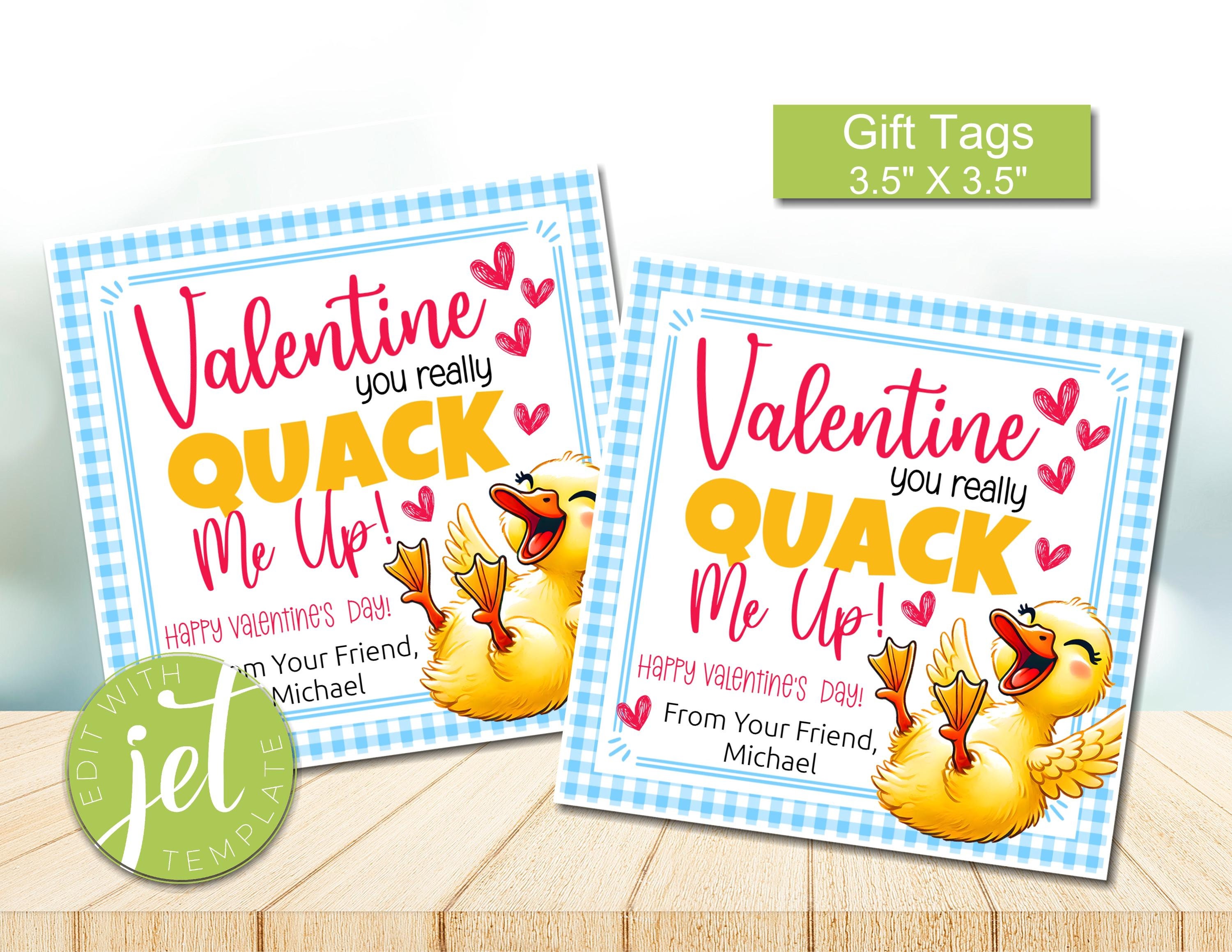 Editable Valentine Rubber Duck Tags, Rubber Ducky, Kid Friend Valentine ...