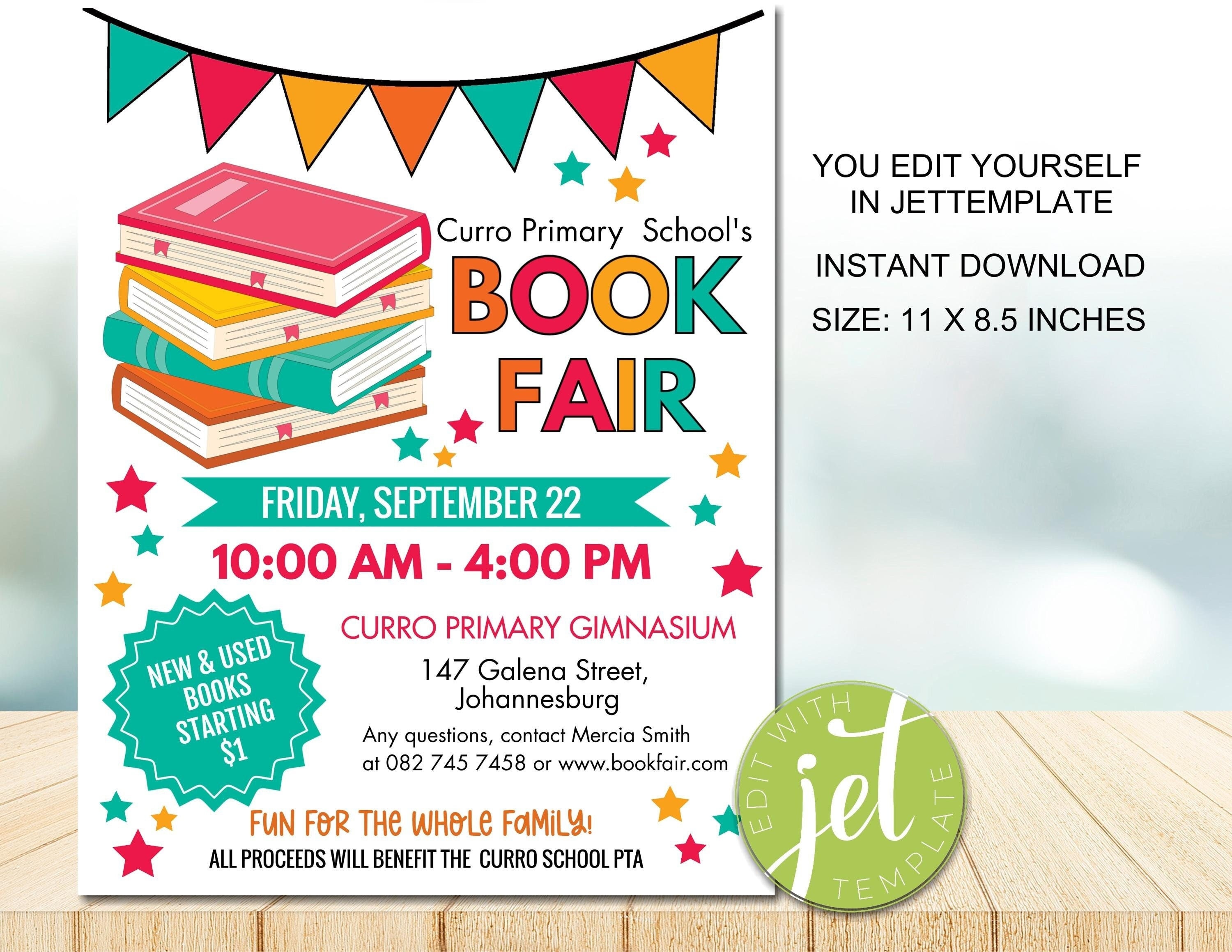 Editable Book Fair Flyer, School Reading Fundraiser Event, Instant ...