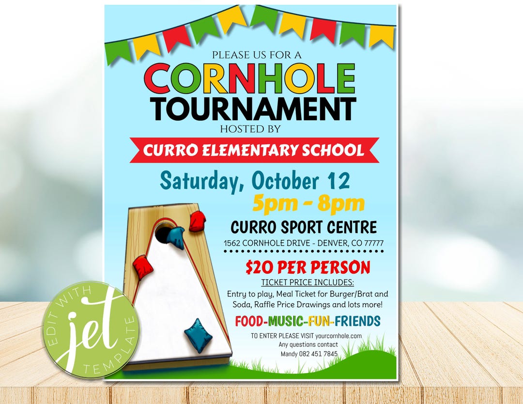 EDITABLE Cornhole Tournament Flyer, Digital Download, Printable ...
