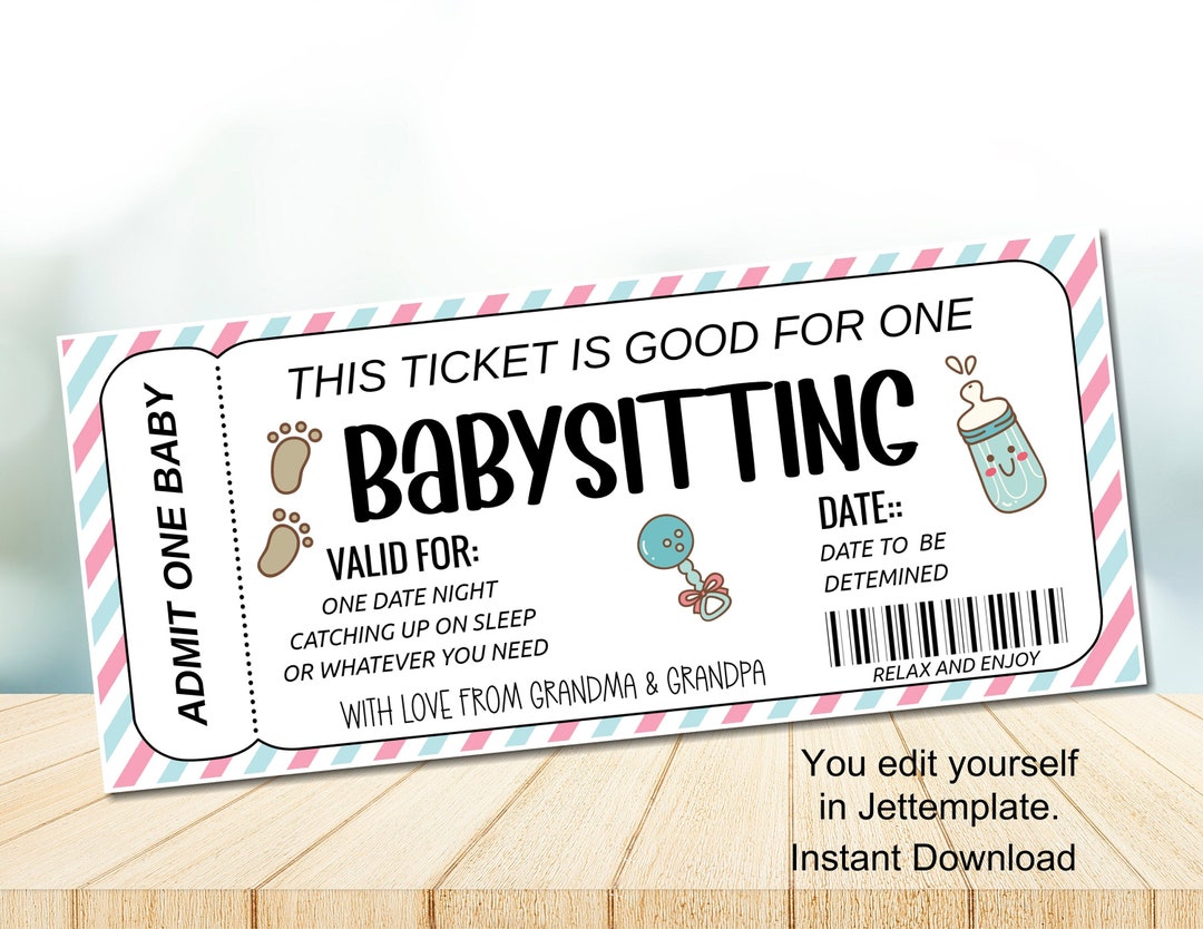 Editable Babysitting Voucher, Babysitting Coupon Printable, Babysitting ...