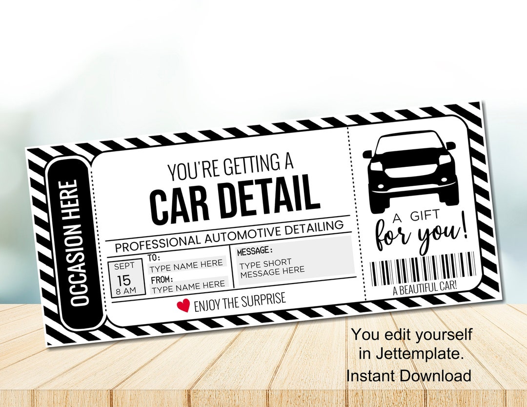 Editable Car Detailing Gift Certificate, Auto Detailing Certificate ...