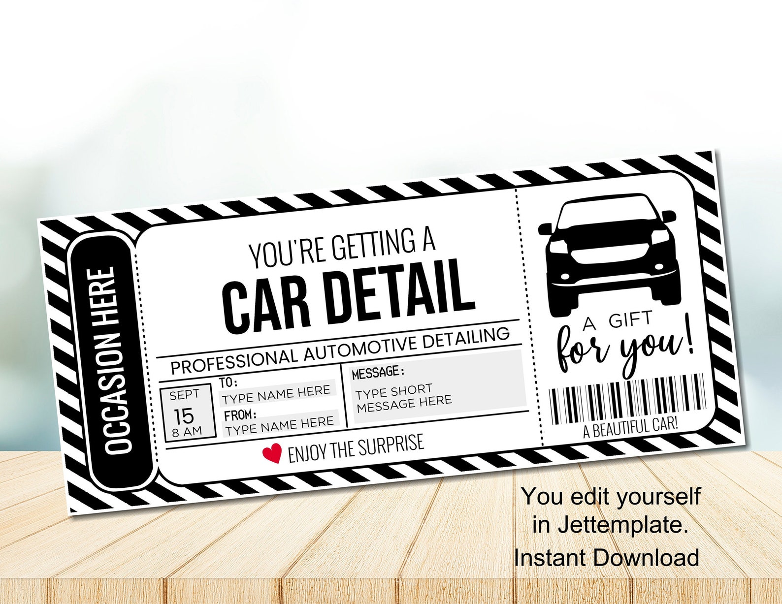 Editable Car Detailing Gift Certificate, Auto Detailing Certificate ...