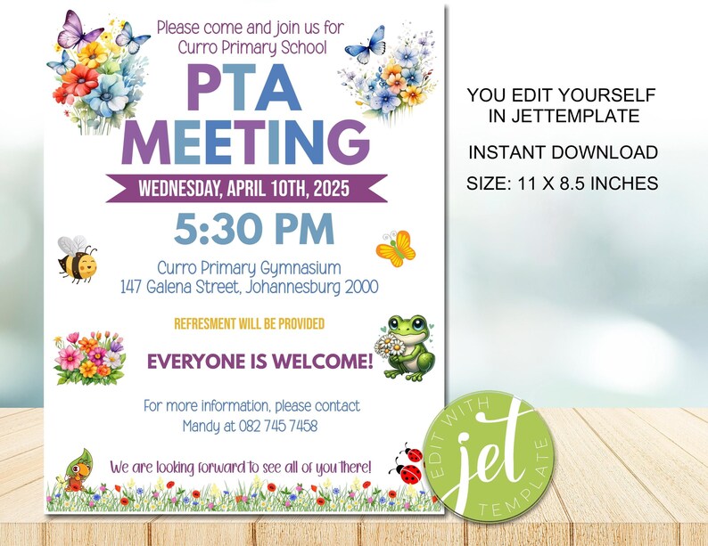 Editable Spring PTA Meeting Flyer Template, PTO PTA April News, April ...