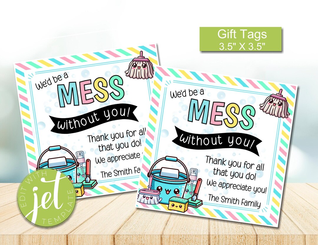 Editable Housekeeping Appreciation Week Tag Housekeeper Thank You Tags ...