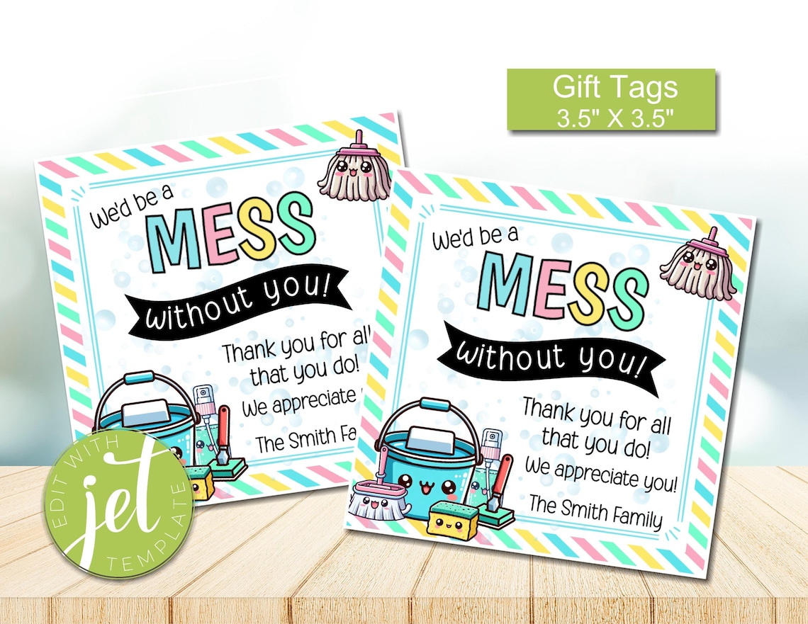 Editable Housekeeping Appreciation Week Tag Housekeeper Thank You Tags ...