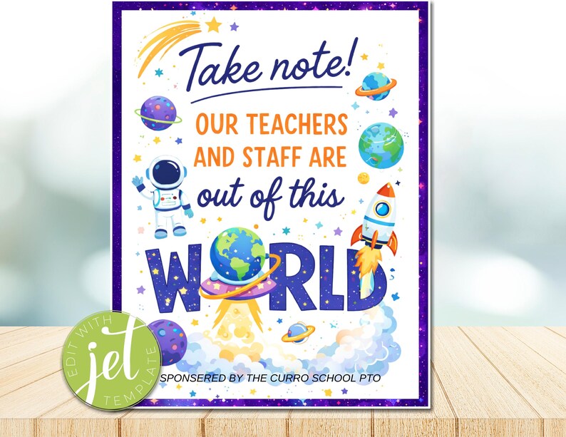 Space Theme Teacher Appreciation Signs Bundle, Printable Staff Thank ...