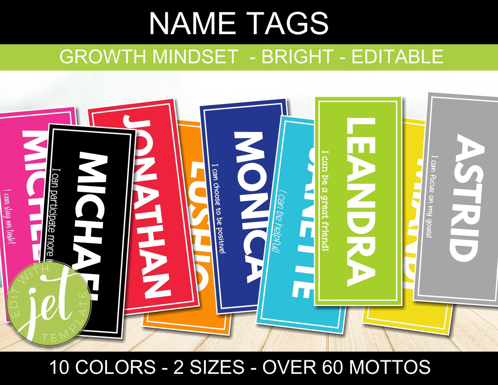 Editable Growth Mindset Student Desk Name Tags, Locker Name Plates, 2 ...