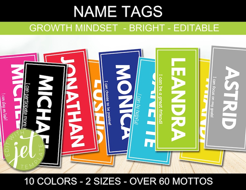 Editable Growth Mindset Student Desk Name Tags, Locker Name Plates, 2 ...