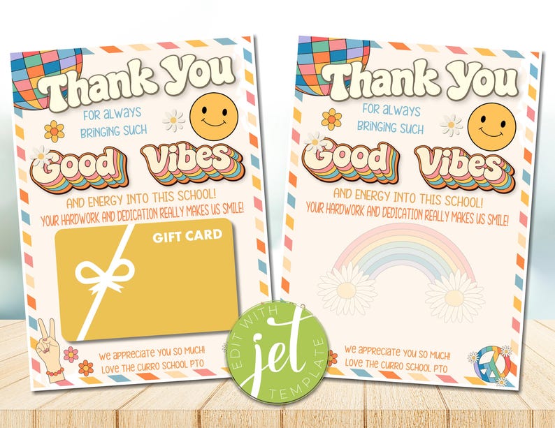 Retro Groovy Teacher Gift Card Holder, 60s 70s Theme, Instant Download ...